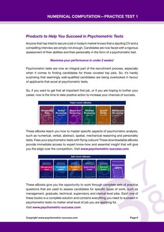 Psychometric success numerical ability computation practice test 1 ...