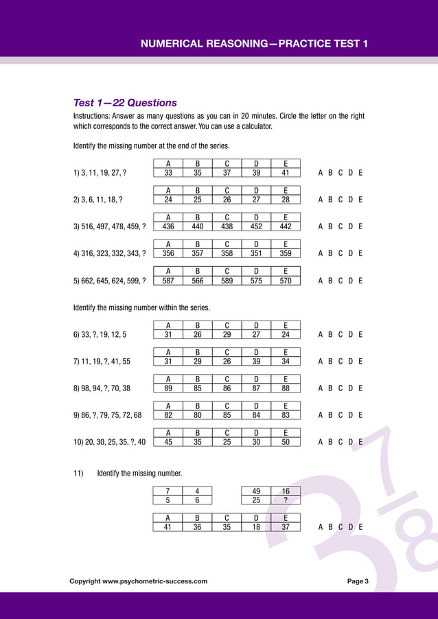 Psychometric success numerical ability reasoning practice test 1 | PDF