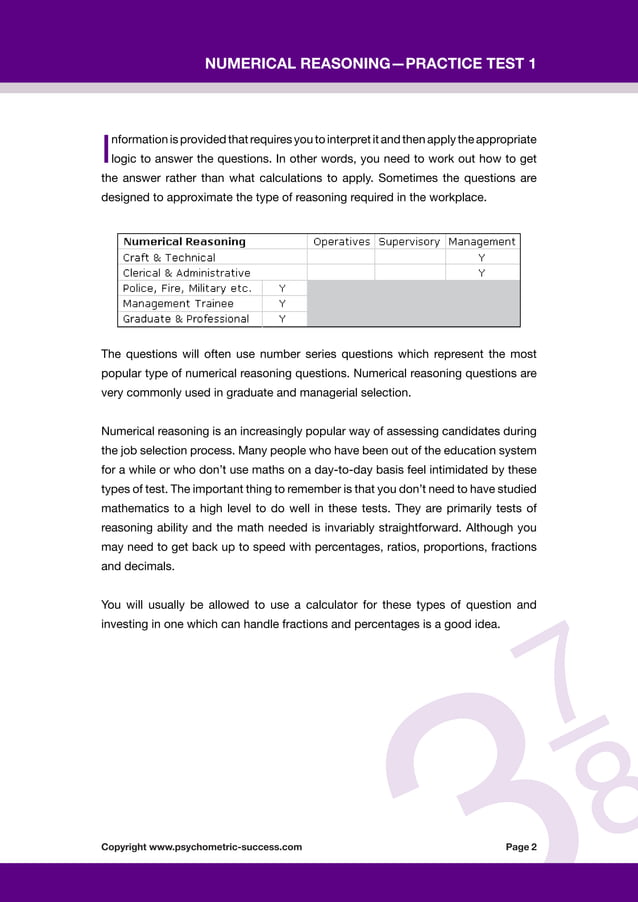 Psychometric success numerical ability reasoning practice test 1 - copy ...