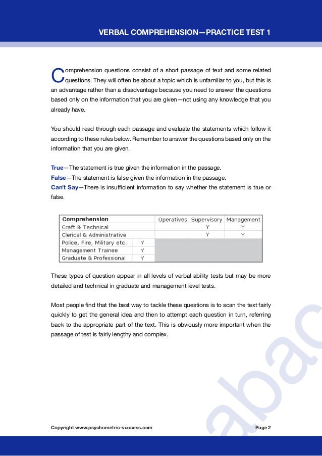Verbal Ability Practice Test – Verbal Reasoning Test Online – MTSIVC