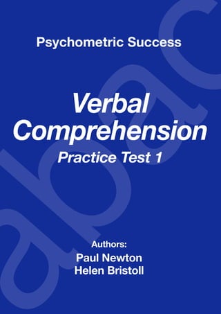 Psychometric success verbal ability comprehension practice test 1 ...