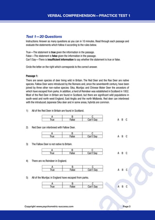 Psychometric success verbal ability comprehension practice test 1 ...