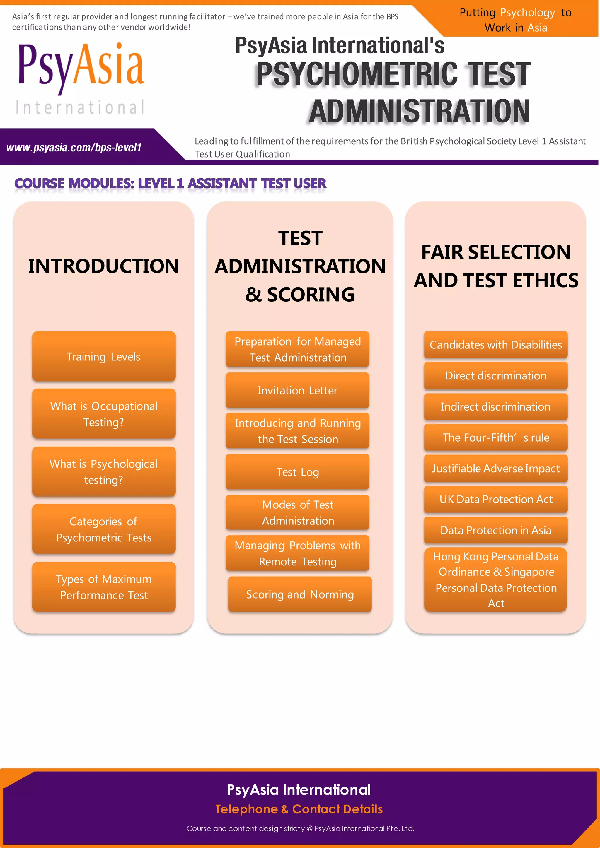 Psychometric test administration course bps level 1 | PDF
