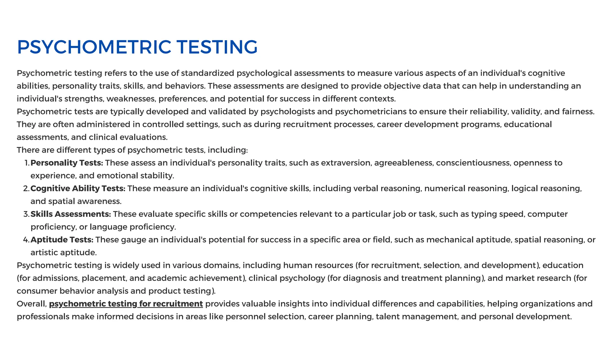Psychometric Services Testing for Recruitment | PPT