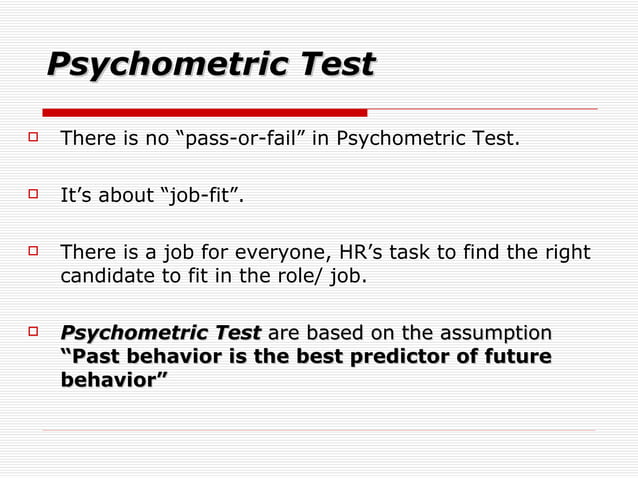 Psychometric Test to understand Behavior | PPT