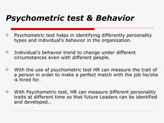 Psychometric Test to understand Behavior | PPT
