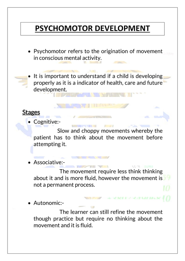 Psychomotor development | PDF