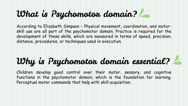 PSYCHOMOTOR DOMAIN OF LEARNING.pptx | Education