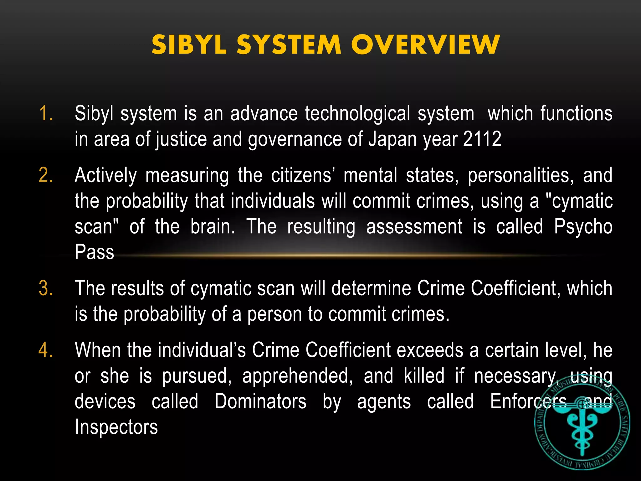 Psycho Pass- A Review on Sibyl System | PPTX | Crime & Harmful Acts to ...