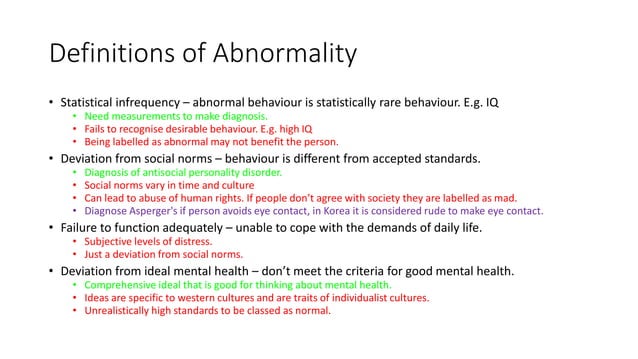 AQA A-level Psychology Revision: Psychopathology - abnormality | PPTX ...