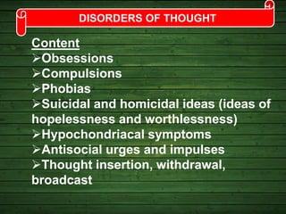 Psychopathology of mental disorders | PPTX