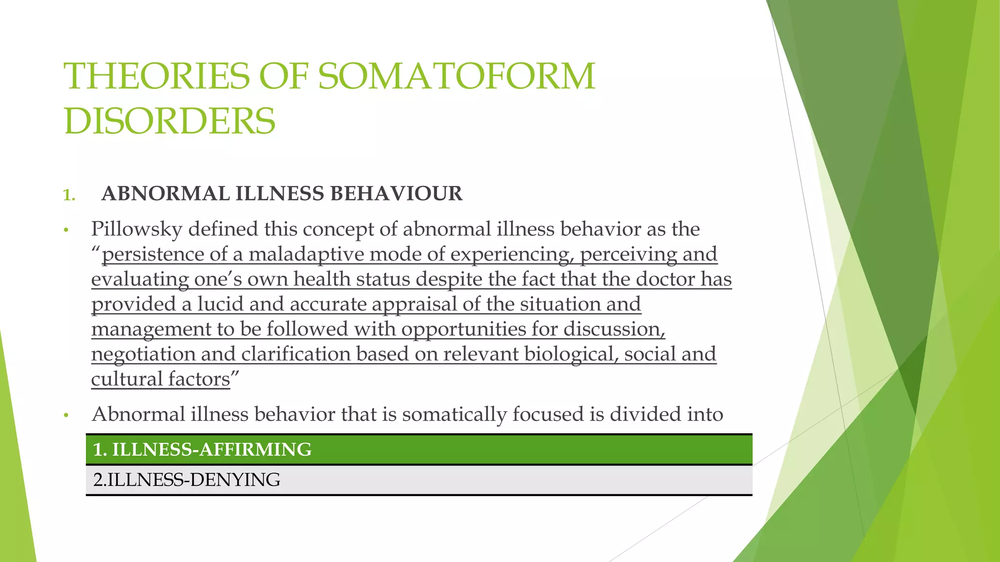 Psychopathology of Somatoform Disorders | PPTX