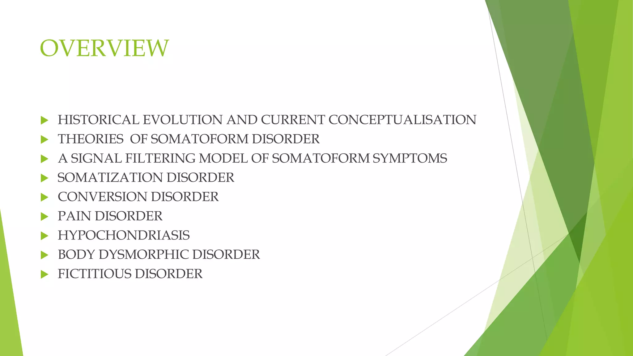Psychopathology of Somatoform Disorders | PPTX