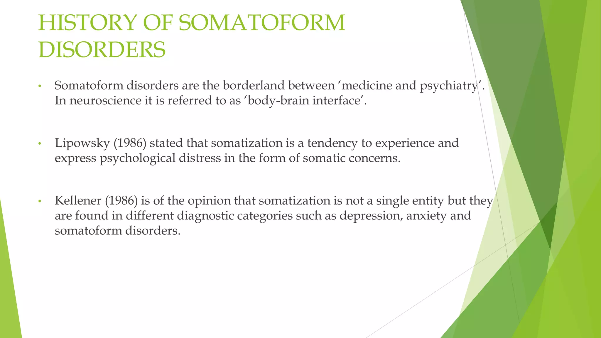 Psychopathology of Somatoform Disorders | PPTX
