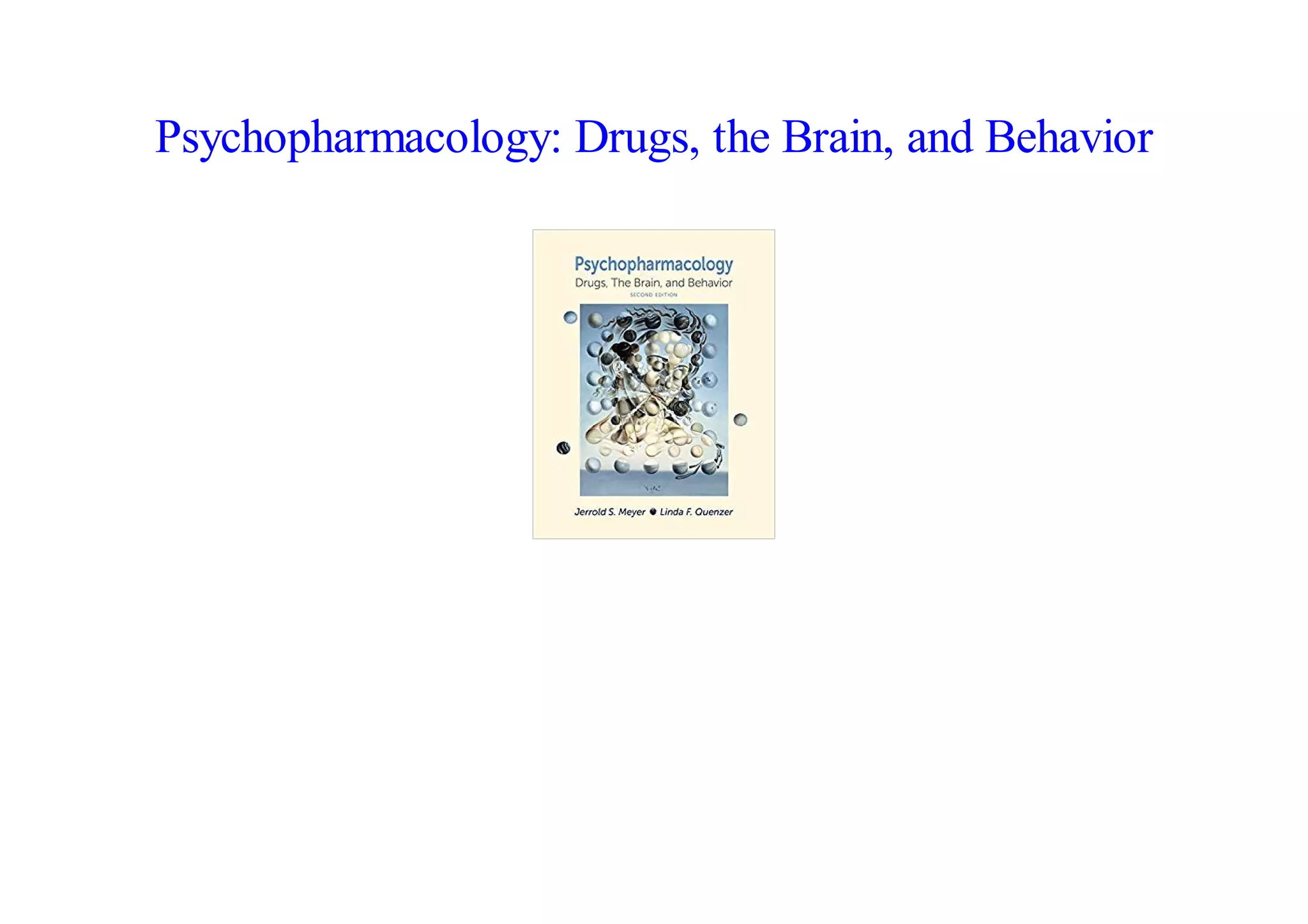 Audio Book Psychopharmacology: Drugs, the Brain, and Behavior | PPT