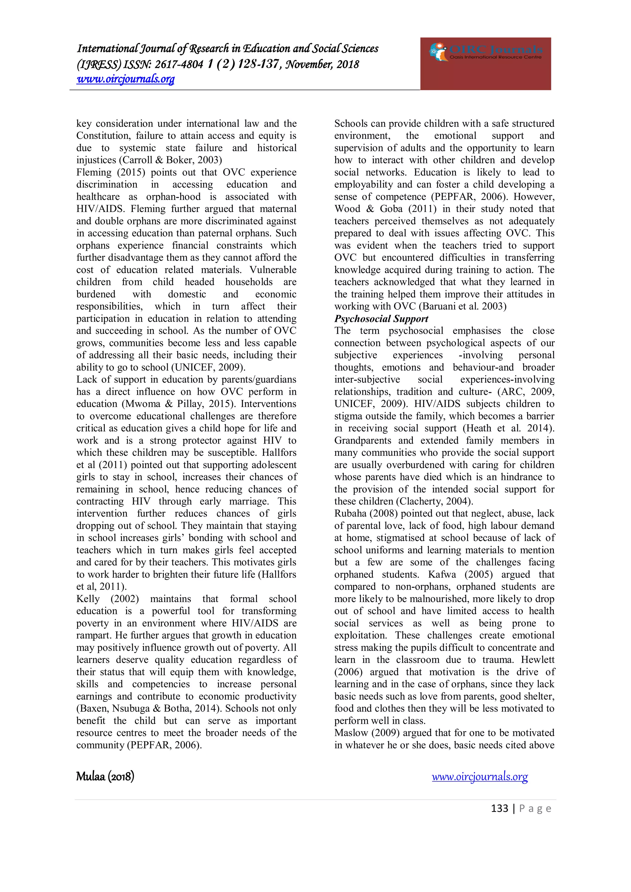 Psychosocial challenges-facing-orphans-and-vulnerable-children-attending-public-primary-schools ...