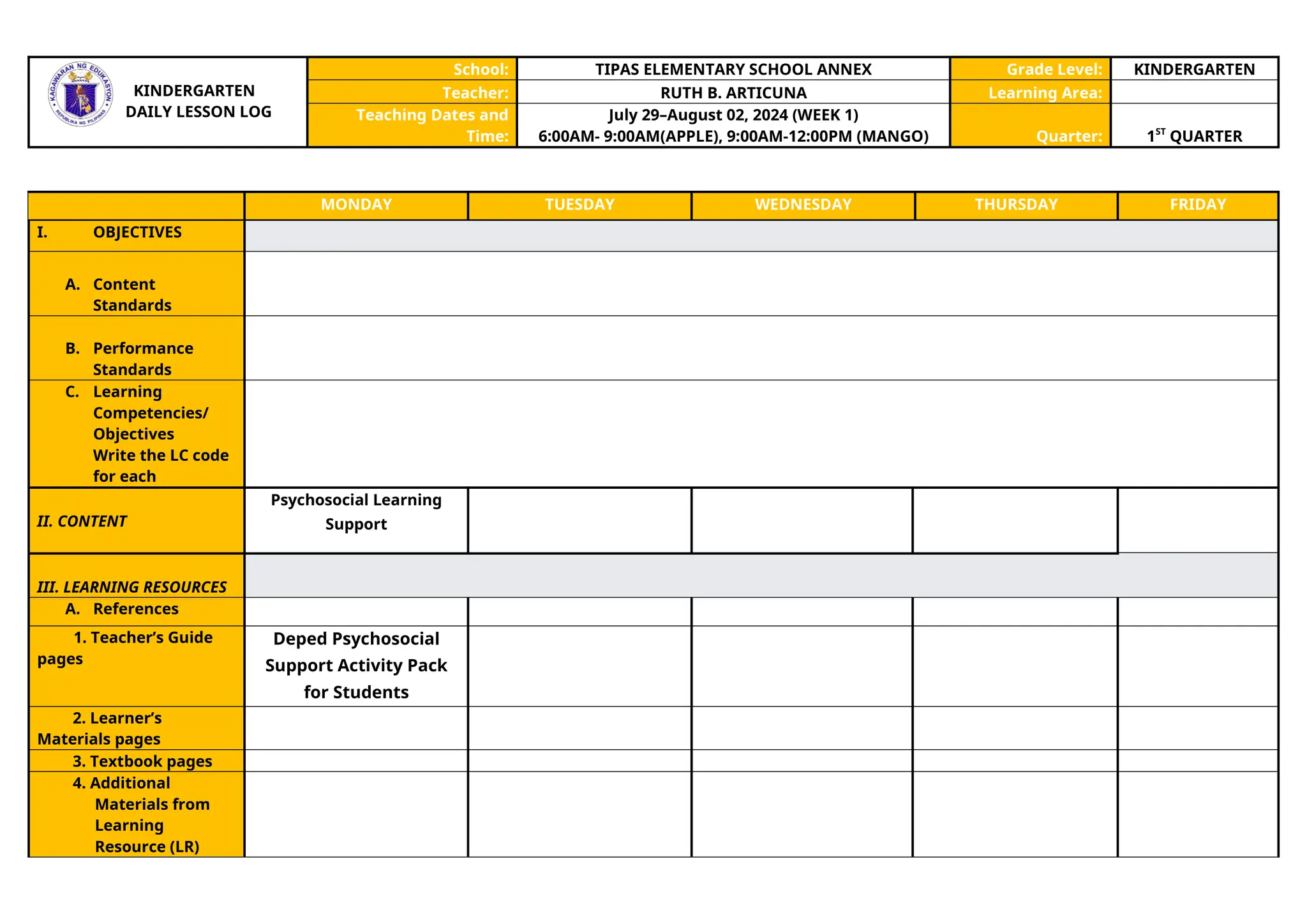 DETAILED LESSON PLAN ON PSYCHOSOCIAL FOR KINDERGARTEN.docx
