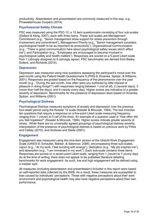 Psychosocial Safety Climate and Better Productivity in Australian ...