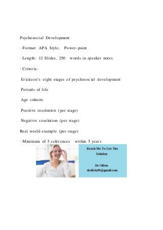 Psychosocial Development · Format APA Style, Power-point | DOCX