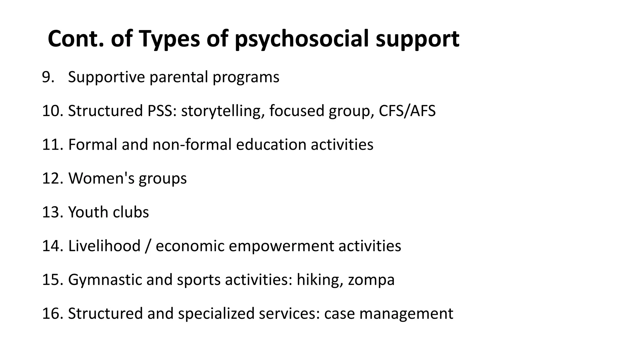 Psychosocial Support Types and Benefits | PDF