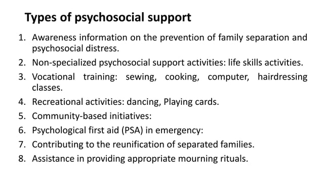 Psychosocial Support Types and Benefits | PDF