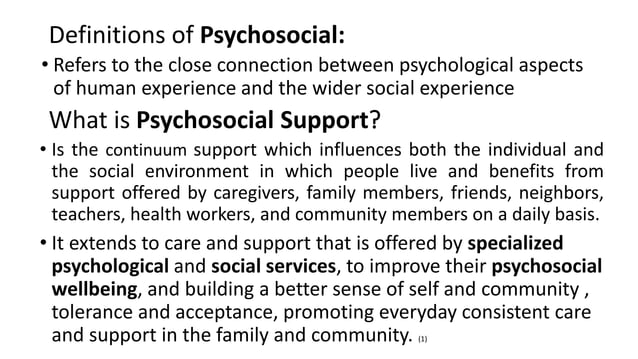 Psychosocial Support Types and Benefits | PDF
