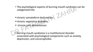 Oral Psychosomatic Disorders part 3 | PPTX