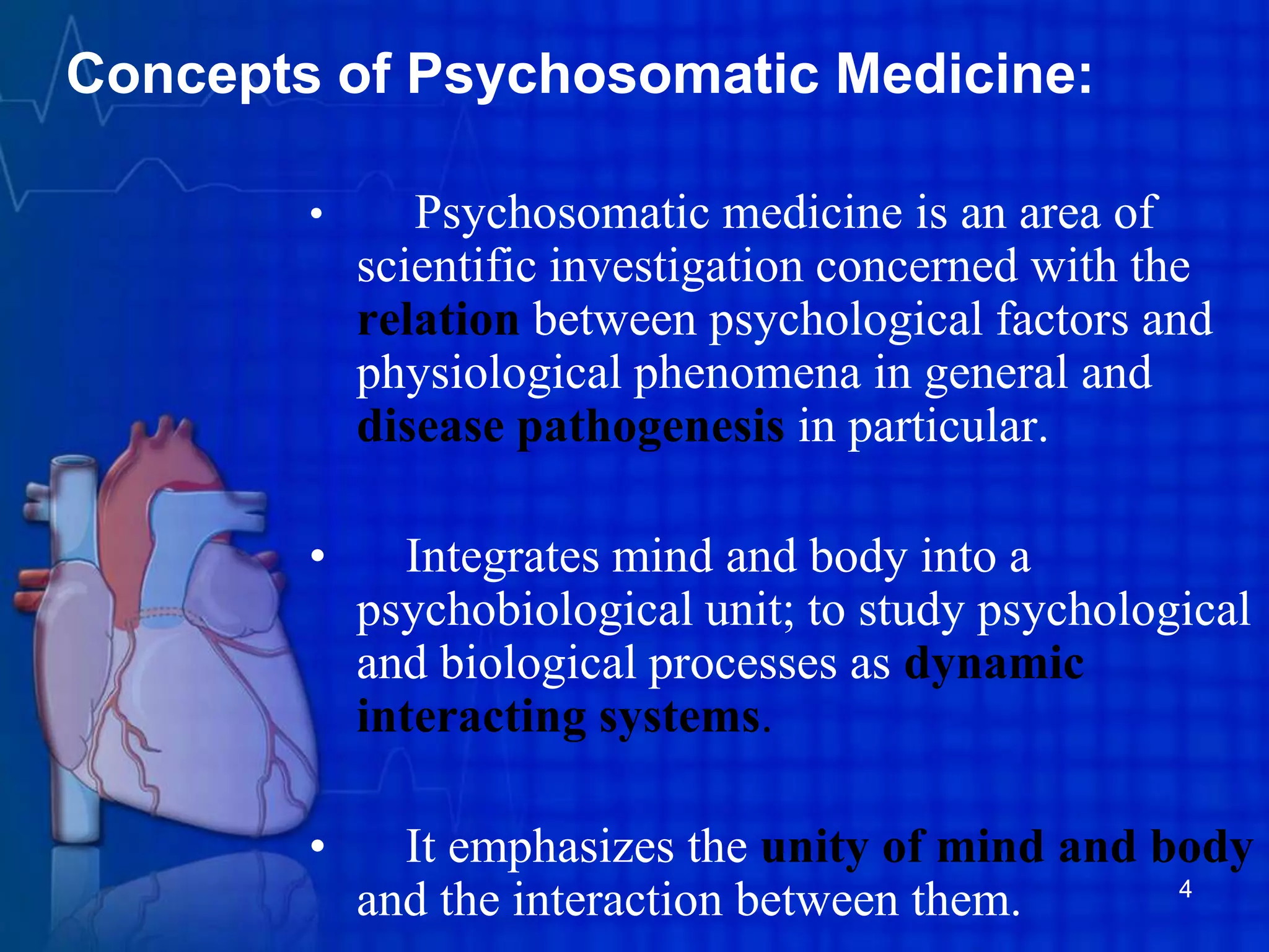 Psychosomatic medicine in relation to cardiovascular disease | PPTX