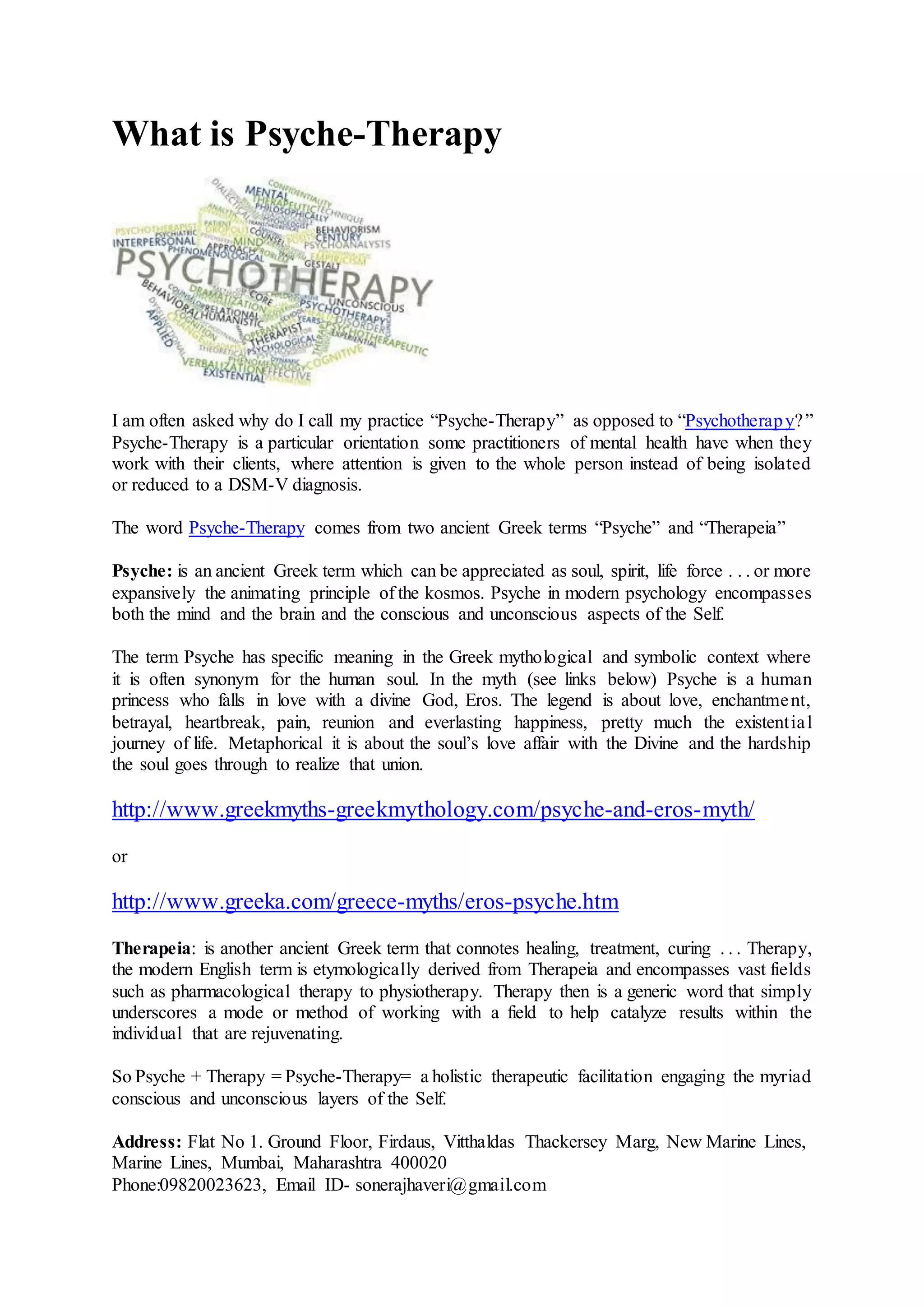 What is Psyche-Therapy | PDF