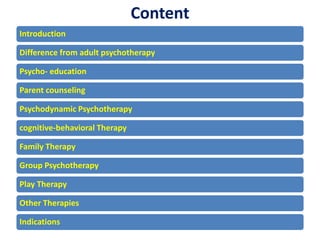 Psychotherapy in children | PPTX
