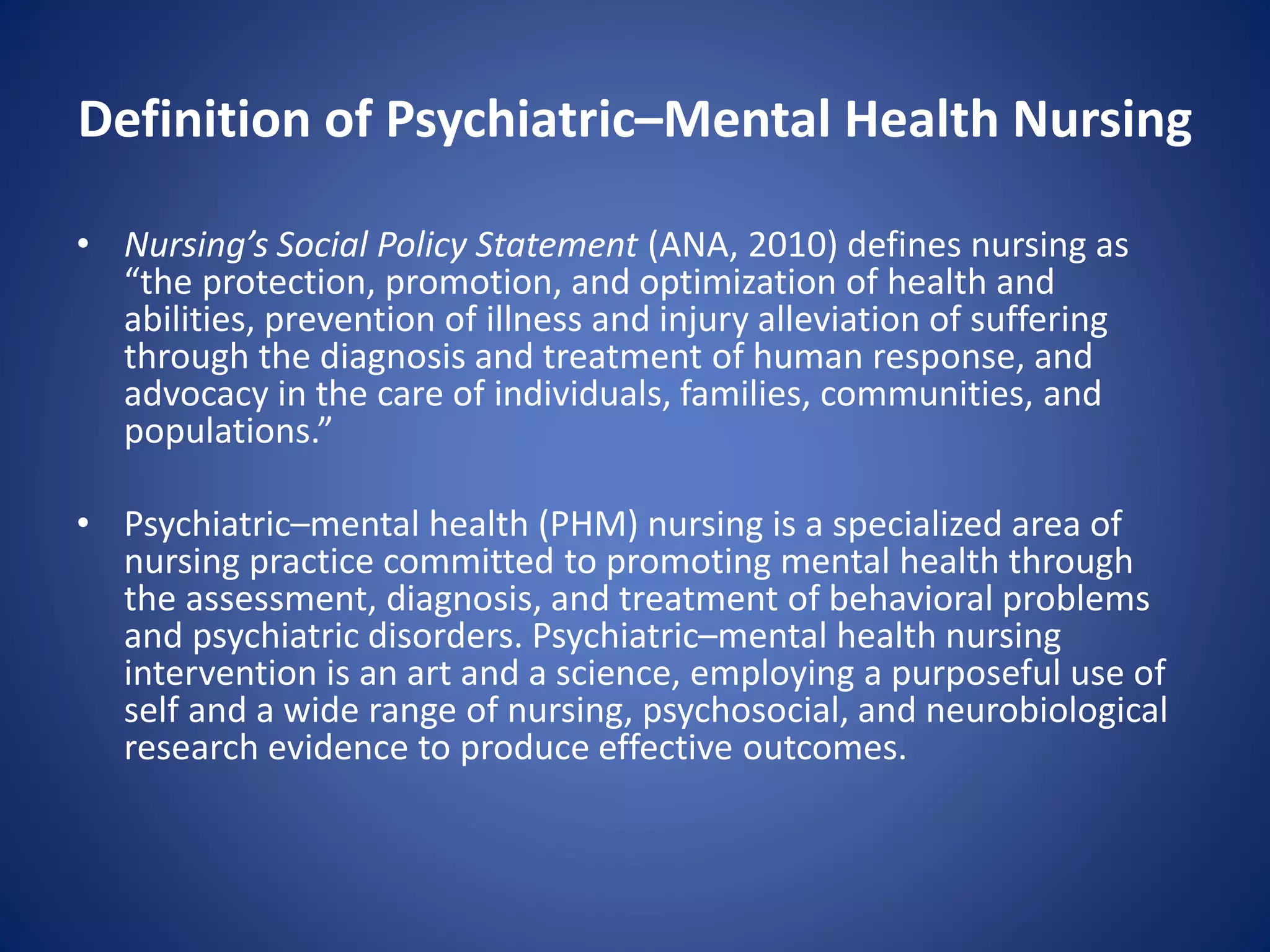 ANA Psychiatric - Mental Health Scope and Standards of Practice | PPTX
