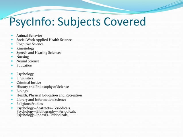 Psyc INFO database presentation | PPTX