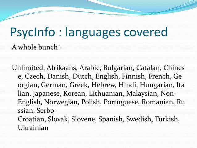 Psyc INFO database presentation | PPTX