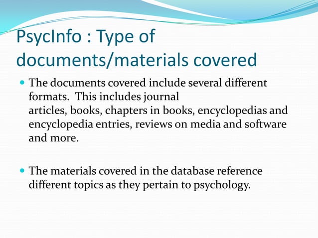 Psyc INFO database presentation | PPTX