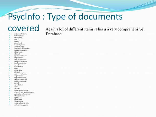 Psyc INFO database presentation | PPTX