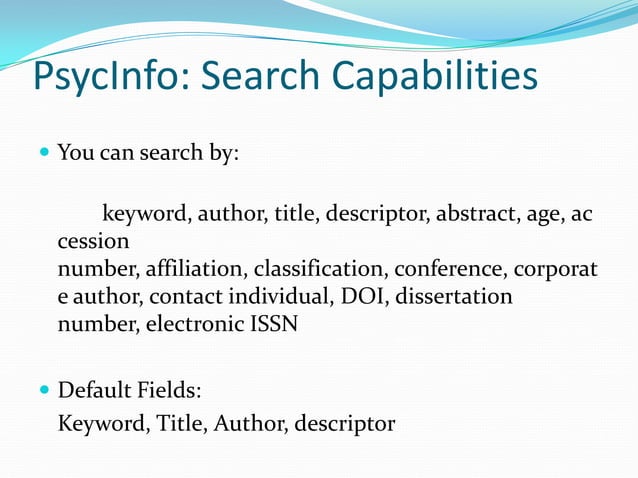 Psyc INFO database presentation | PPTX