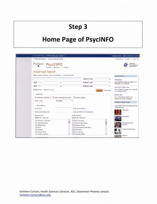 PsycINFO in 10steps 042611 | PDF
