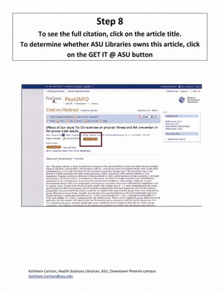 PsycINFO in 10steps 042611 | PDF