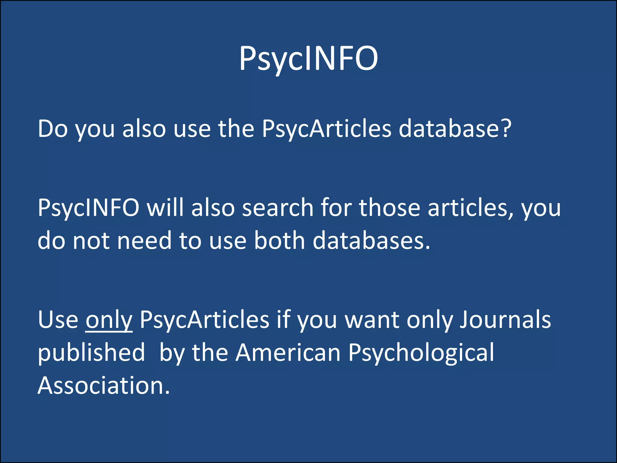 PsycINFO and PsycArticles | PDF