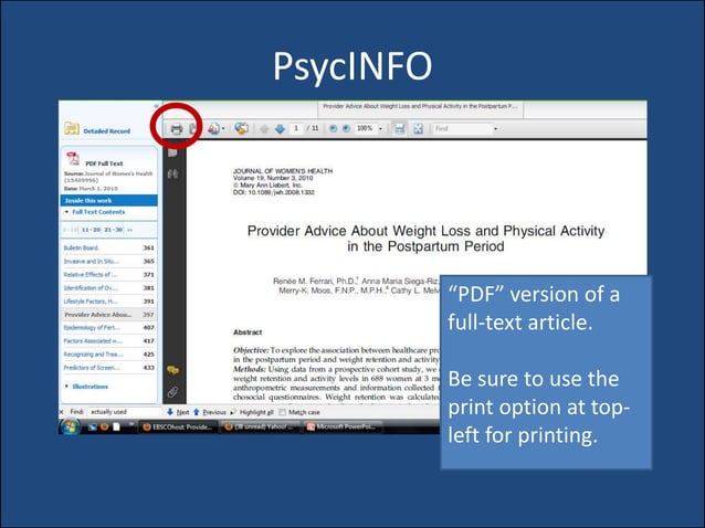 PsycINFO and PsycArticles | PPT