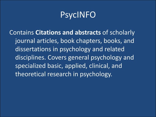 PsycINFO and PsycArticles | PPT