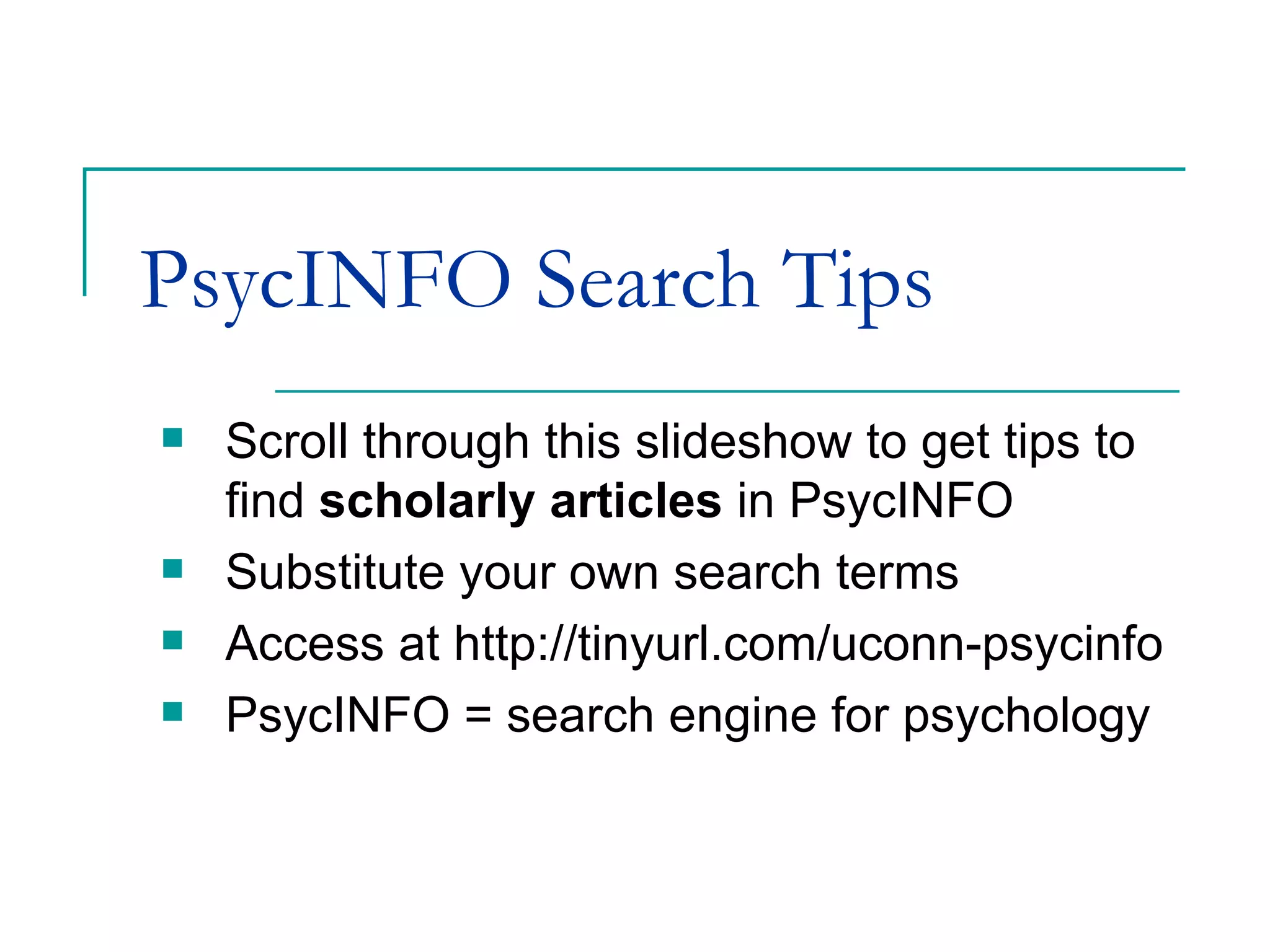PsycINFO Search Tips | PPT