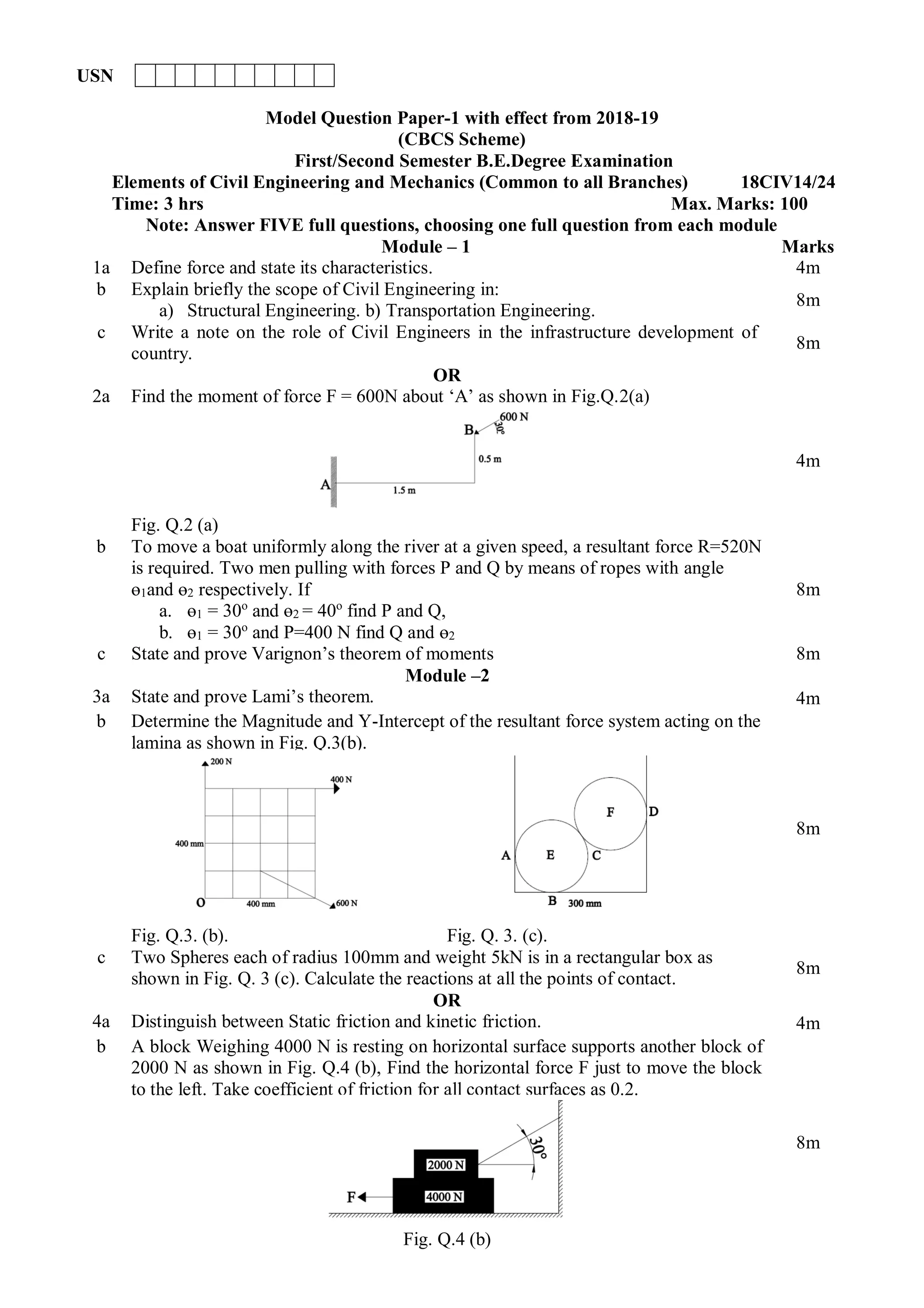 1st & 2nd Semester 2018 CBCS scheme P cycle model question paper | PDF | Civil Engineering ...