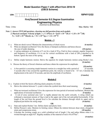 1st & 2nd Semester 2018 CBCS scheme P cycle model question paper | PDF | Civil Engineering ...