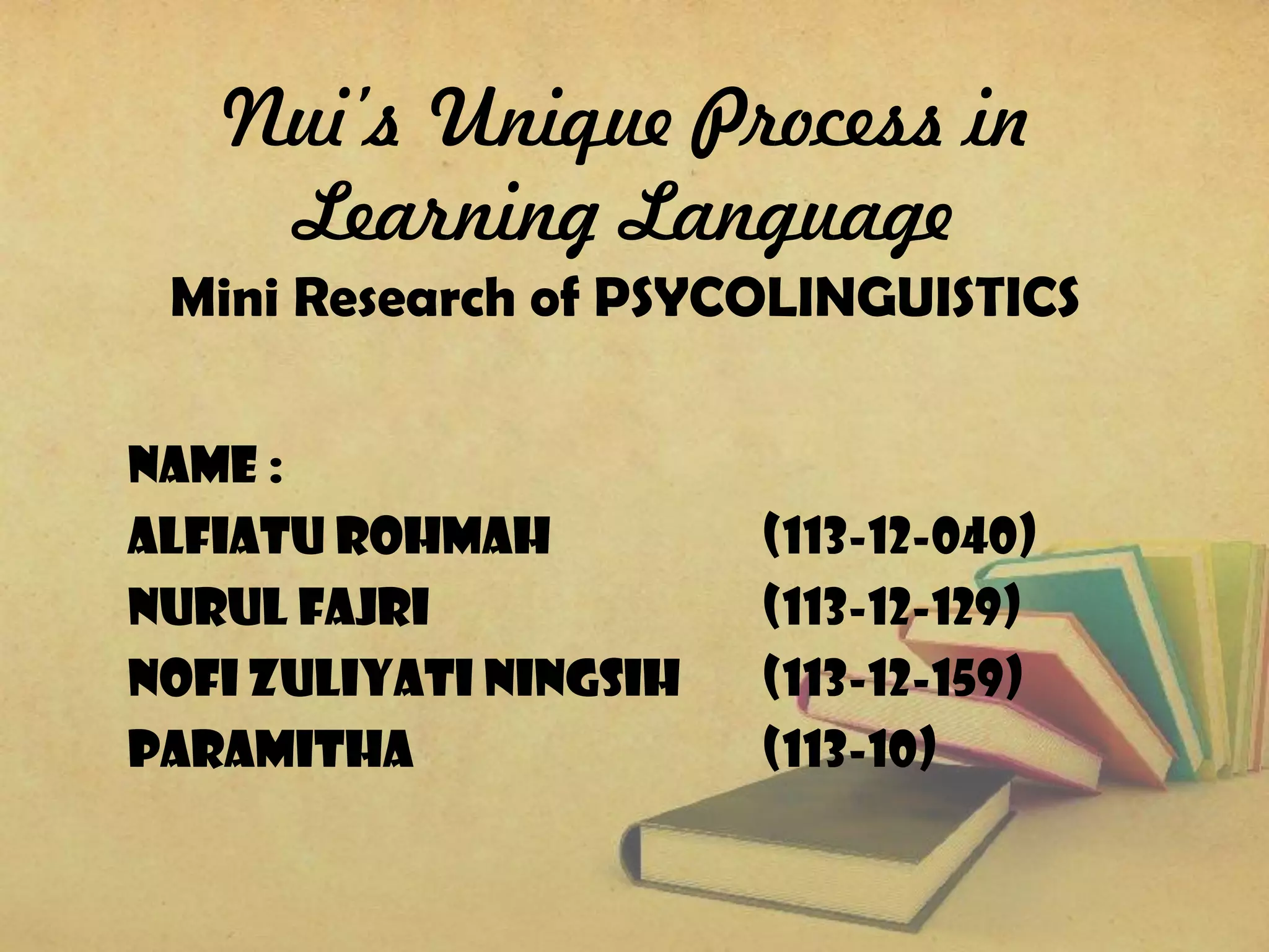 PSYCHOLINGUISTIC/B/6/2015 | PPT