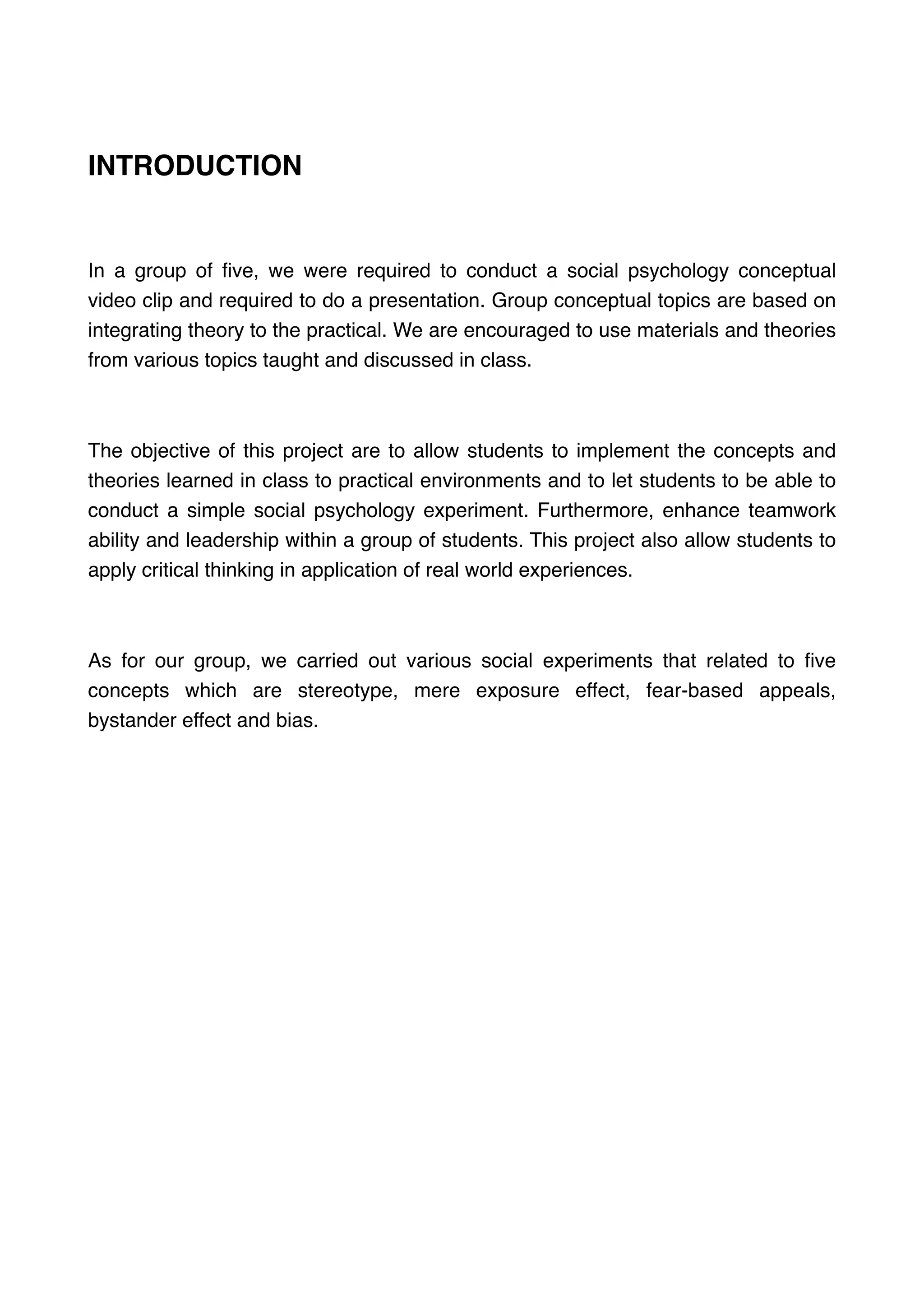 Psychology final project report | PDF