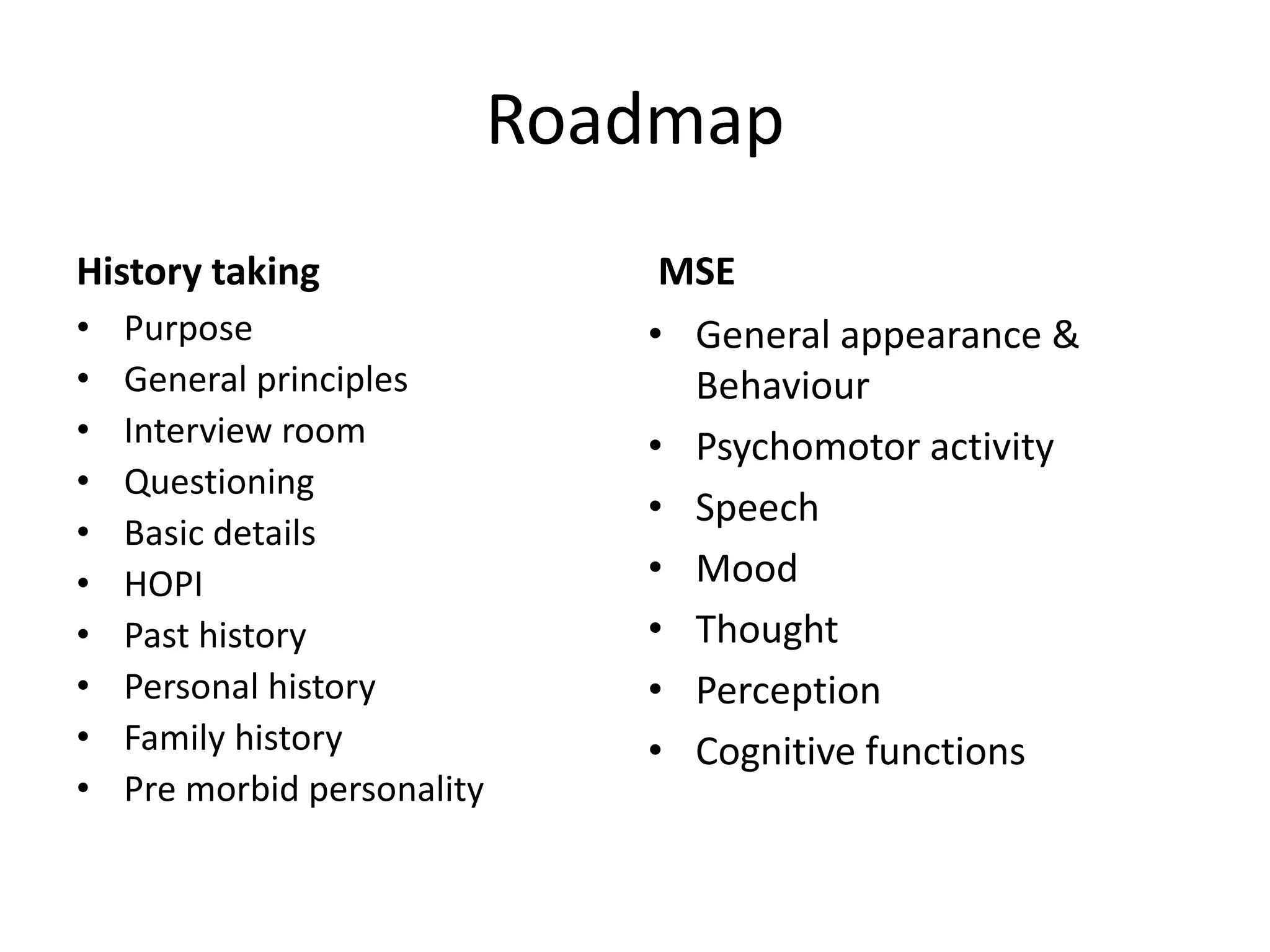 Psychiatry history taking and MSE | PPTX