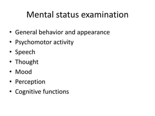 Psychiatry history taking and MSE | PPTX