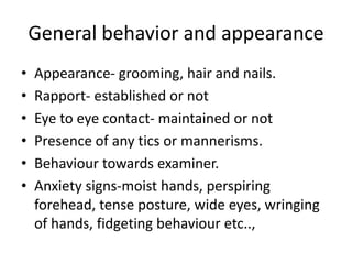 Psychiatry history taking and MSE | PPTX