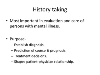 Psychiatry history taking and MSE | PPTX